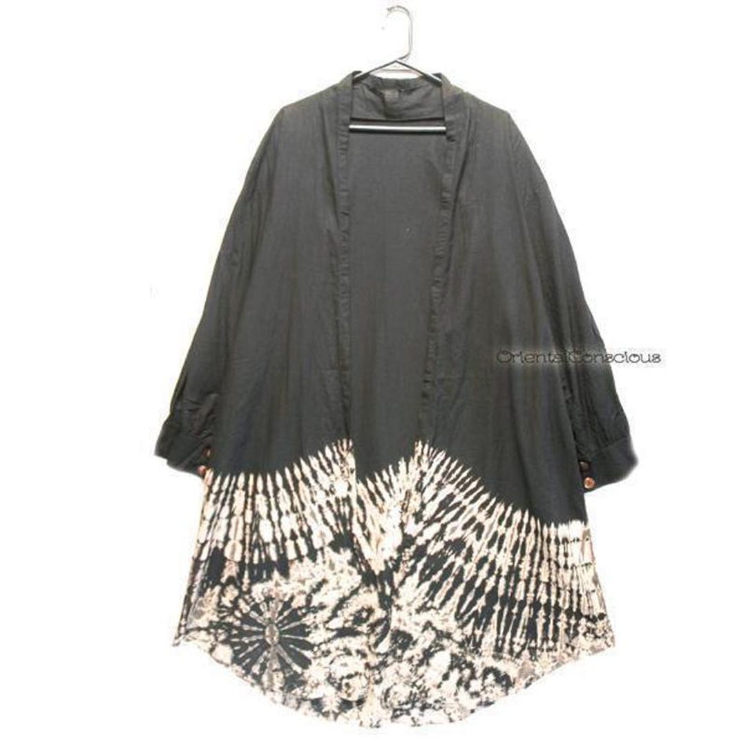 Black Tie Dye Cotton Tunic Top, Goth Boho Hippie Style - Etsy