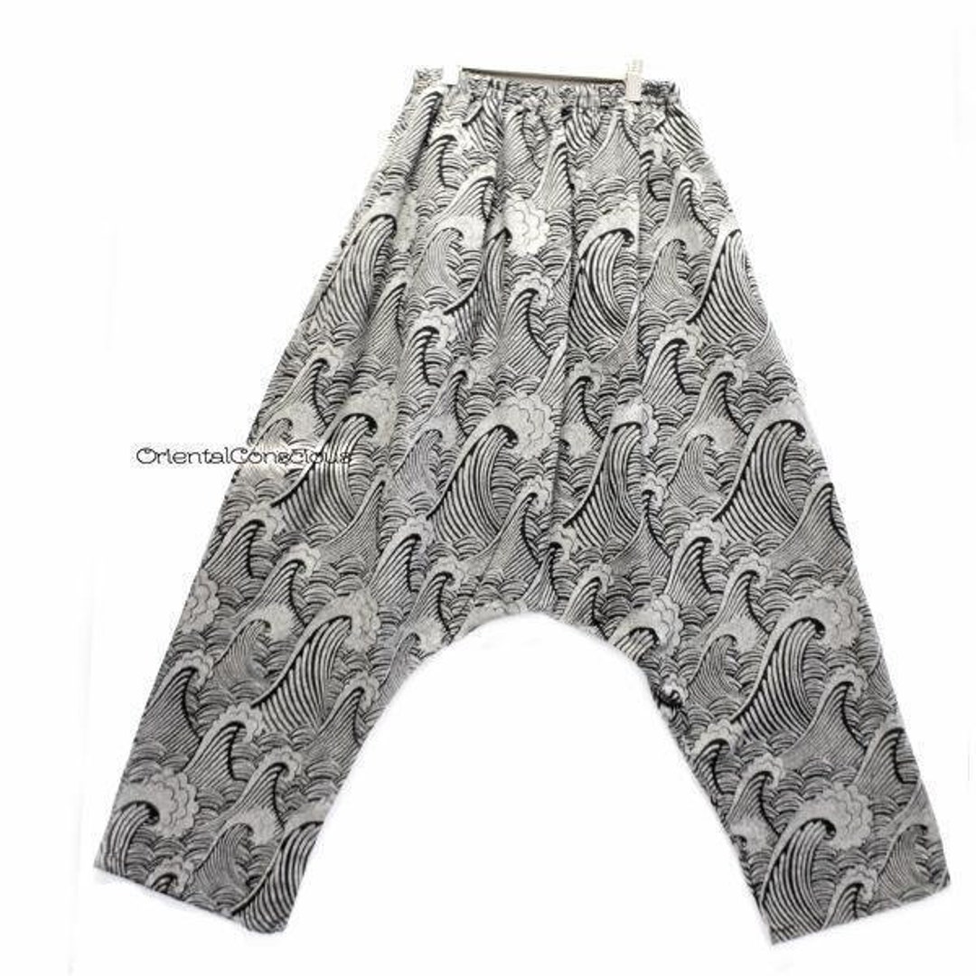 Unisex】traditional Japanese Wave Pattern Saluel Pants Cotton100 ...