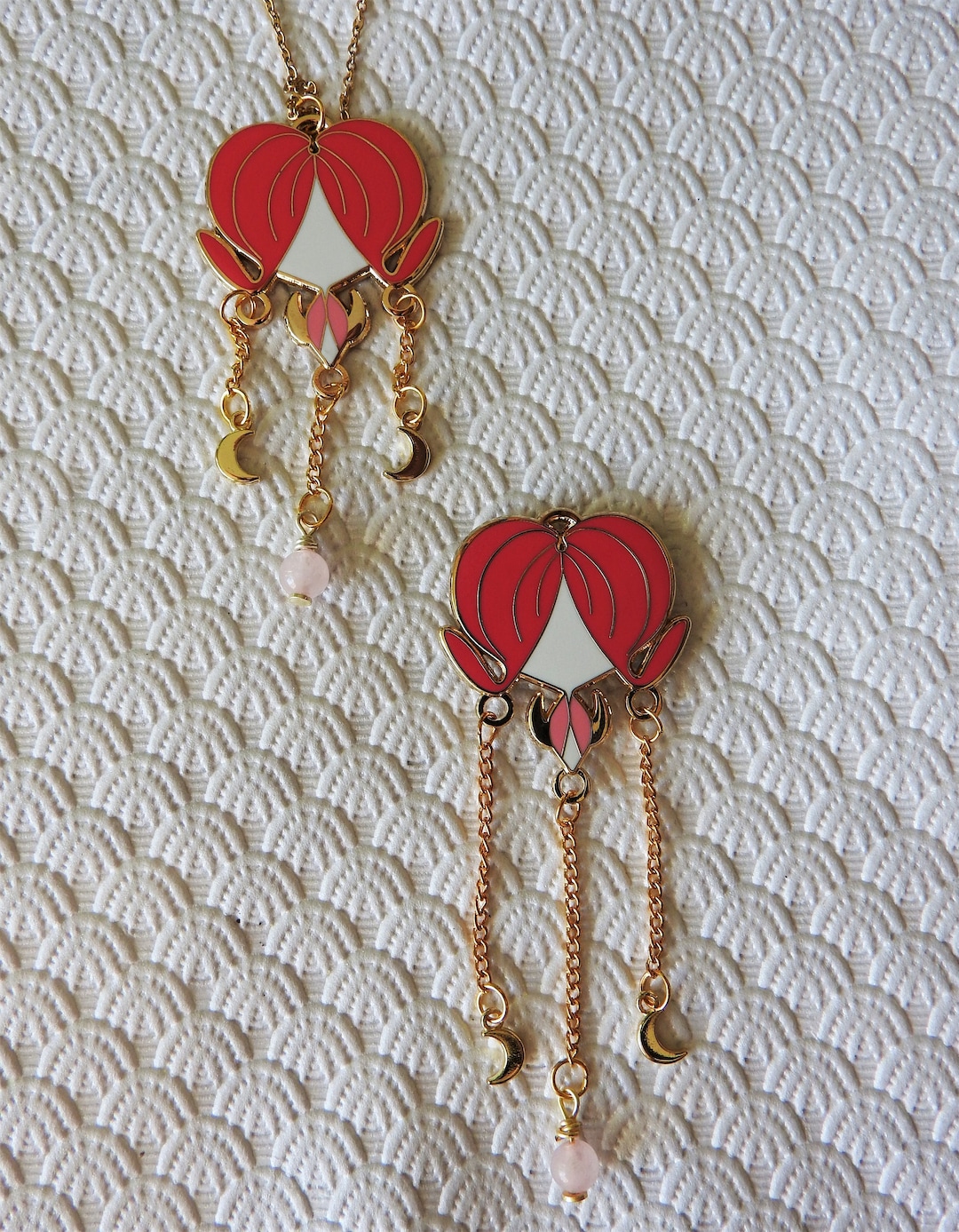 Bleeding Heart Hard Enamel Pin and Necklace - Etsy