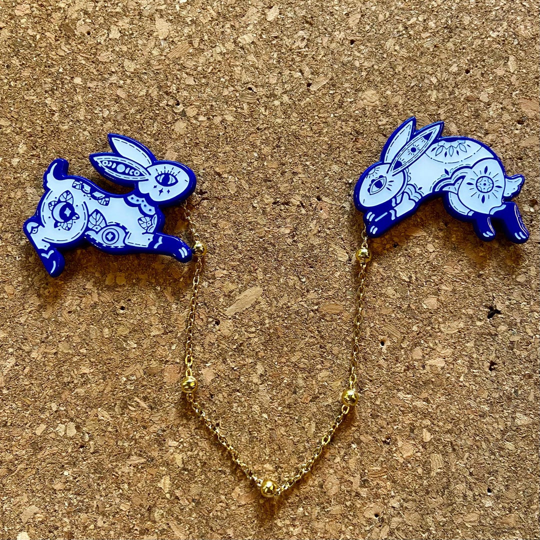 Sun and Moon Rabbits Collar Pins - Etsy