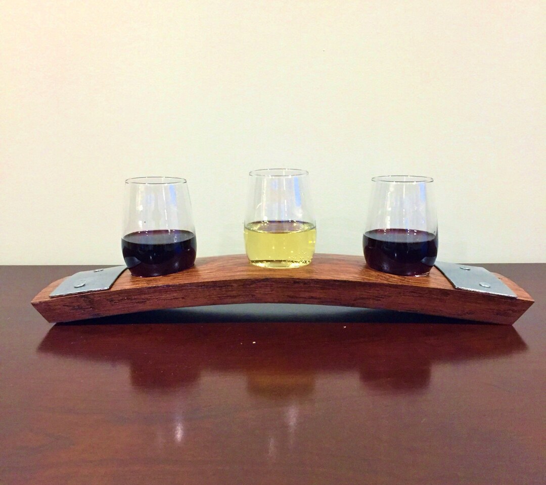 Wine Flight Tray Made From Reclaimed Wine Barrel Stave - Includes 3 - 9 ...