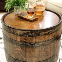 Handmade Rustic Wooden Barrel Side Table: Farmhouse Decor - Etsy