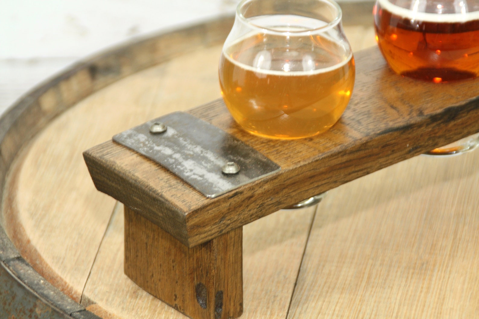 Beer Flight Tray Made From Reclaimed Whiskey Barrel Stave ~ 4 Belgian ...