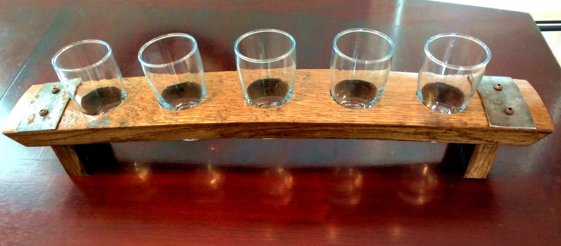 Beer Flight Tray Made From Reclaimed Whiskey Barrel Stave 5 - Etsy