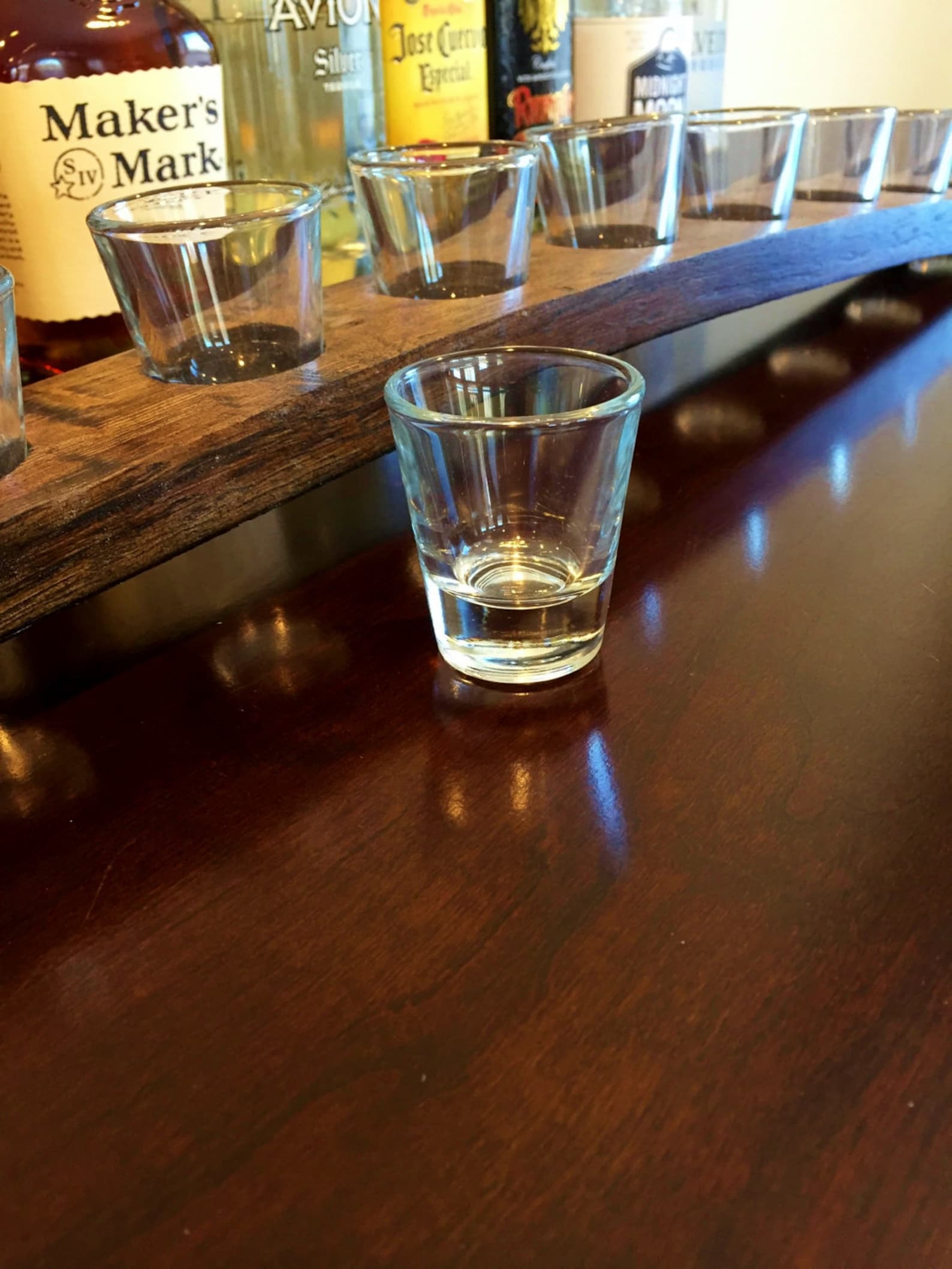 Shot Glass Flight Tray Made From Reclaimed Whiskey Bourbon Barrel ...