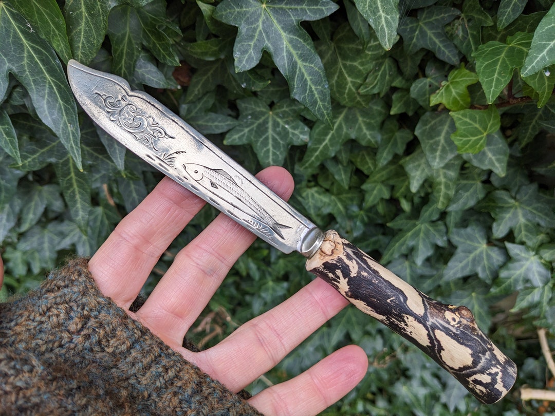 Athame With Spalted Driftwood Handle and Antique Silver Plated Blade ...