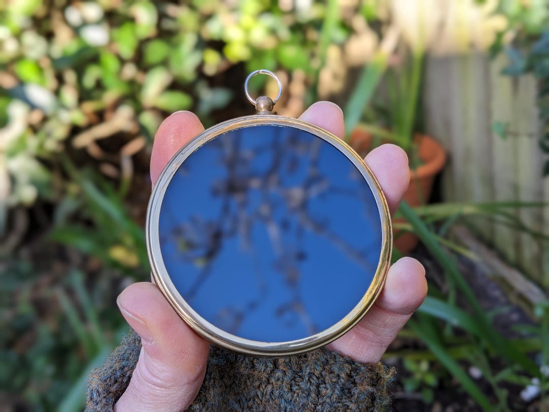 Scrying Mirror of Black Glass With Genuine Vintage Brass Frame for ...