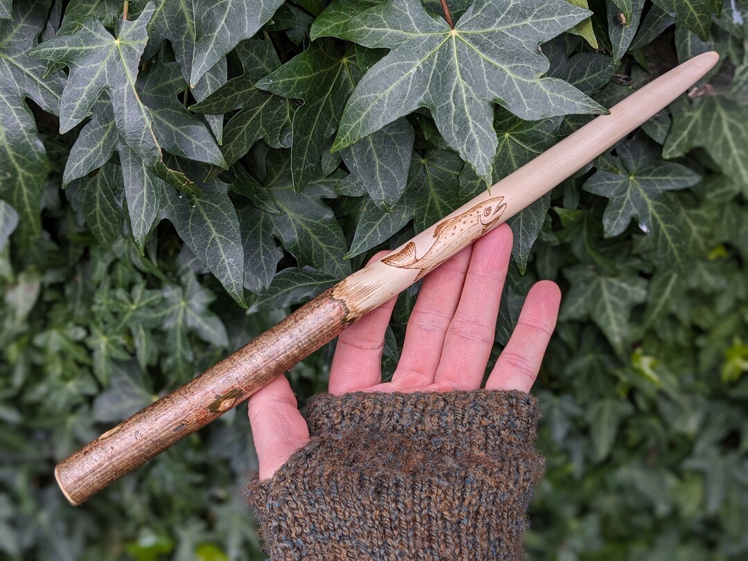 Hazel Witchcraft Wand: Salmon of Knowledge, Celtic Tree Magic - Etsy