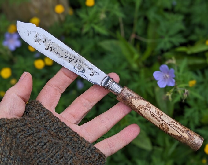 Athame With Hand Crafted Hazel Wood Handle and Antique Silver Plated ...
