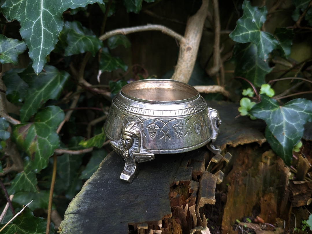 Antique Silver Plated Cauldron With Ancient Egyptian Motifs. - Etsy