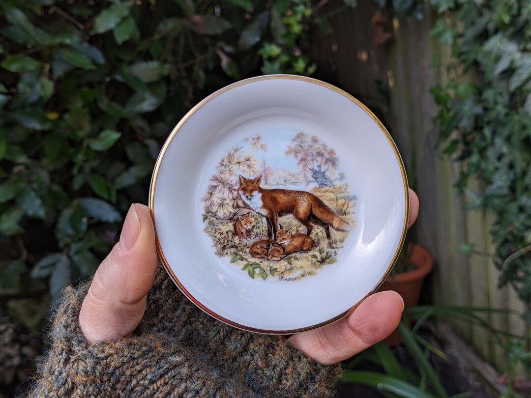 Vintage Bone China Dish With Fox for Offerings, Goddess Sinann ...