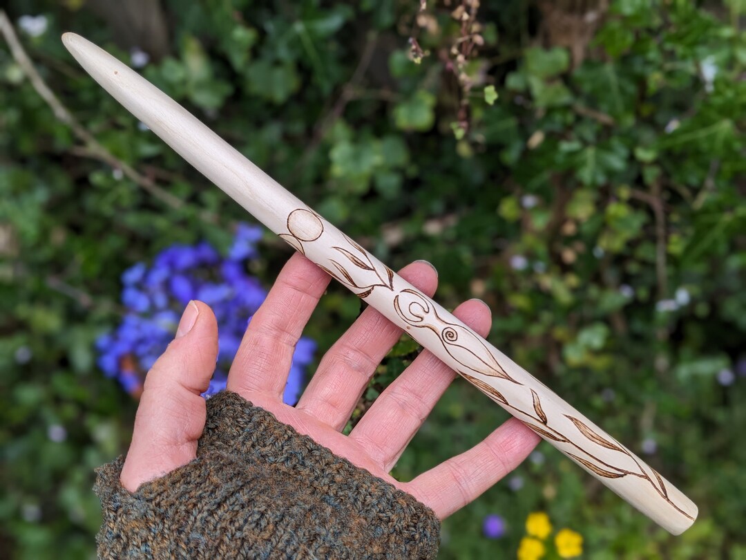 Handcrafted English Willow Wand: Goddess & Triple Moon Design - Etsy
