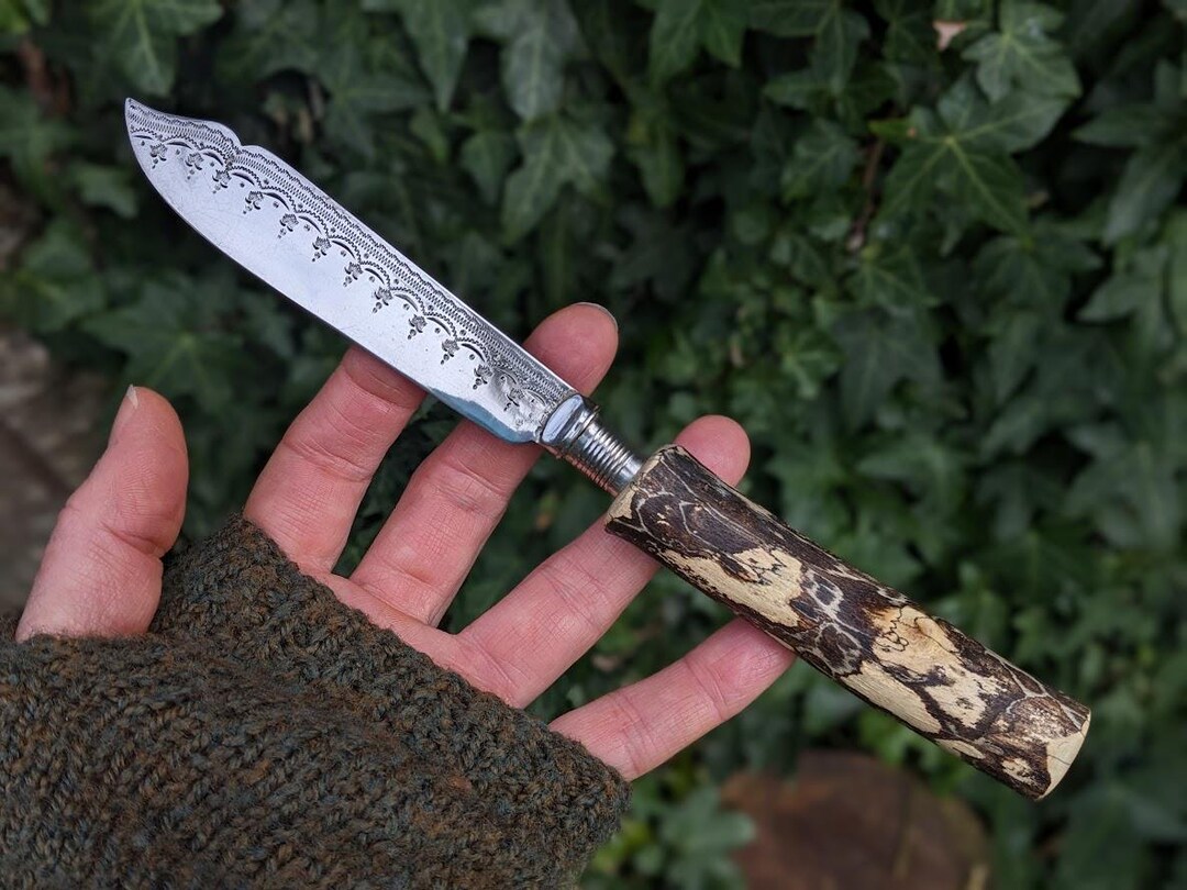 Athame With Spalted Driftwood Handle and Antique Silver Plated Blade ...