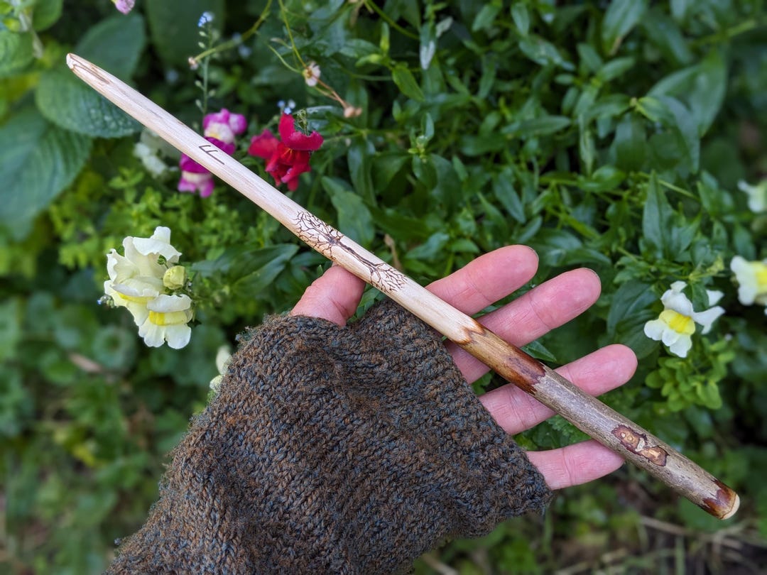 Ash Wand From Avalon With Tree of Life, Yggdrasil, and Rune Ansuz for ...