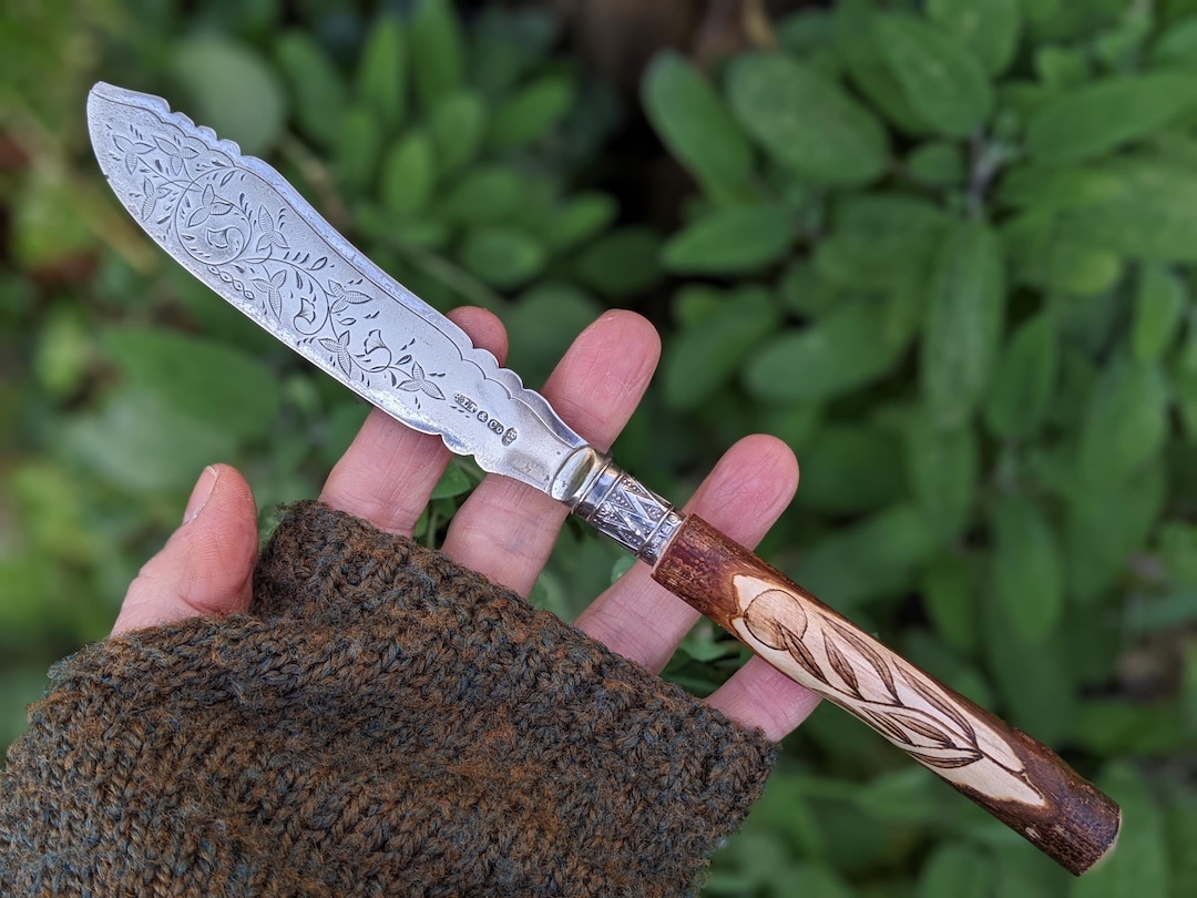 Athame With Willow Wood Handle and Antique Blade for Wicca and ...