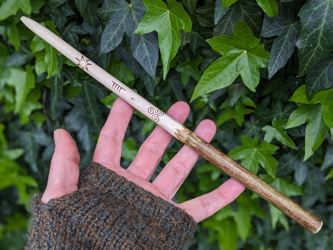 Hazel Wand From Avalon With Fairy Star and Triskele for Traditional ...