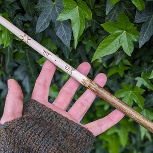 Hazel Wand From Avalon With Fairy Star and Triskele for Traditional ...