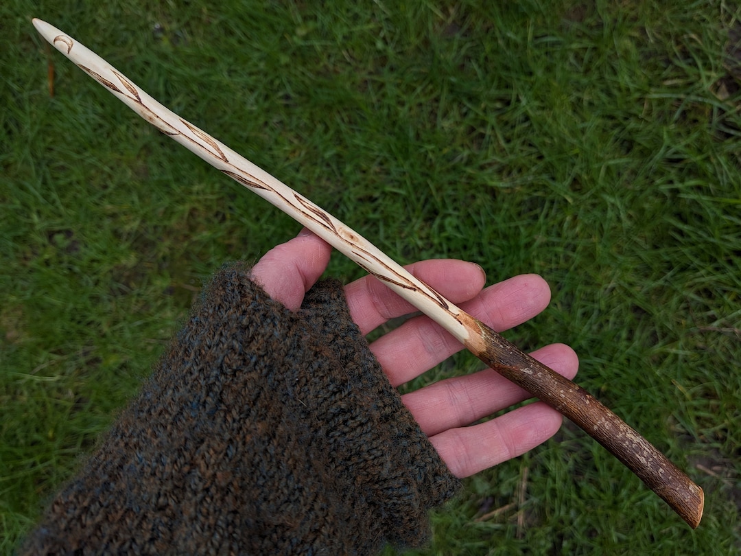 Willow Wand From Avalon With Crescent Moon for Traditional Witchcraft ...