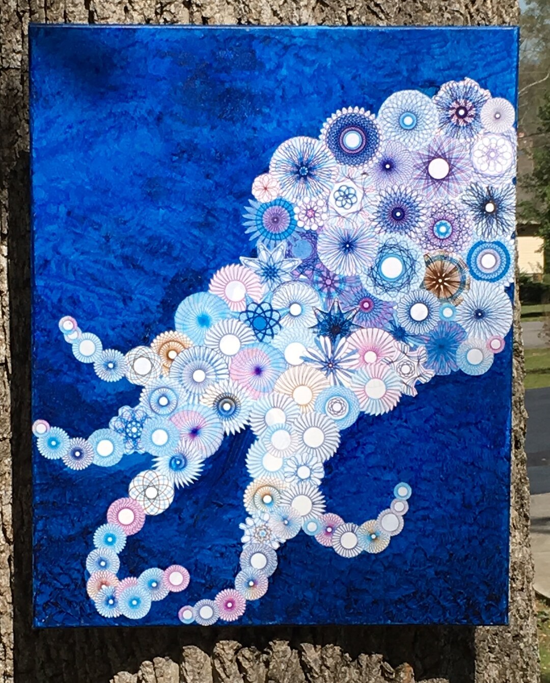 Acrylic Paint and Archival Ink, Geometric Collage Jellyfish, Spirit ...