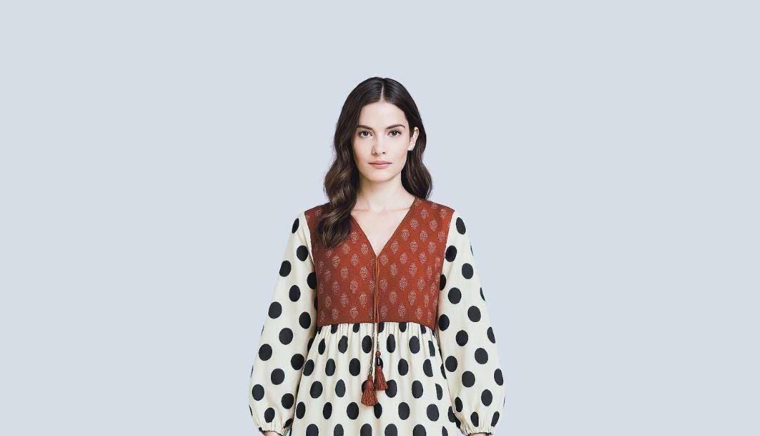 Boho Polka Dot Cotton Maxi Dress: Hand Block Printed Caftan - Etsy