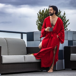 Valentine’s Day Gift for Boyfriend, Men’s Kimono Robe, Red Robe for Men ...