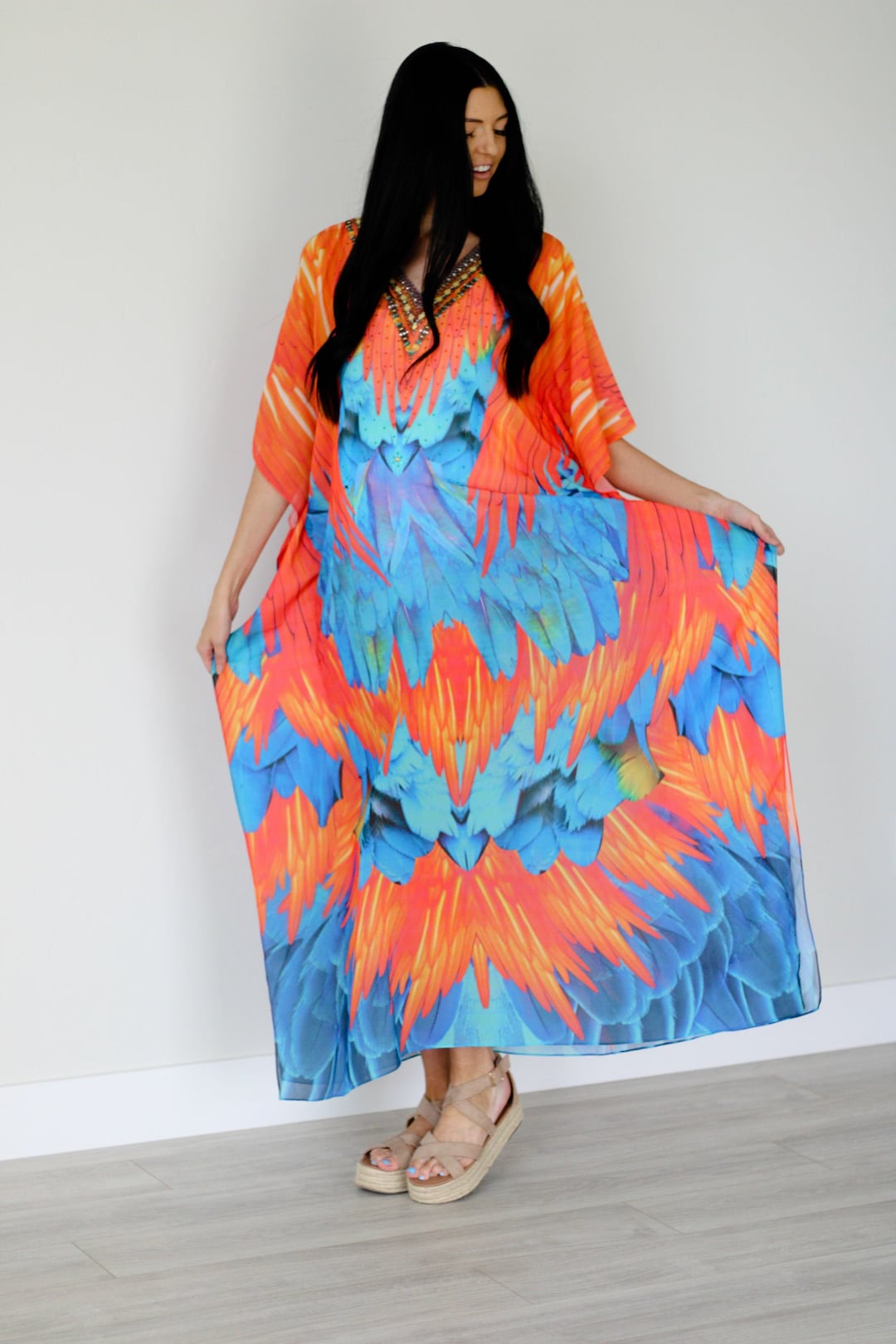 Hawaiian Mumu Dress Plus Size Caftan Boho Abaya Beach Cover up Maxi ...