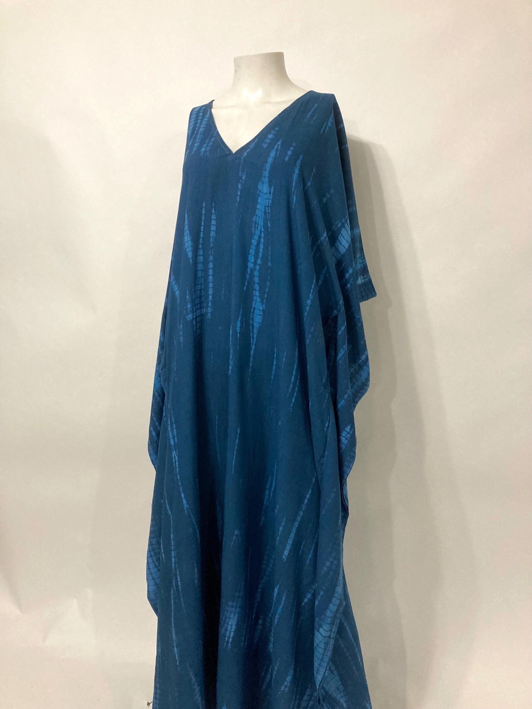 Elegant Blue Tie-dye Plus Size Caftan Dress Boho Chic, Comfortable & Stylish, Loose Fit Dress ...