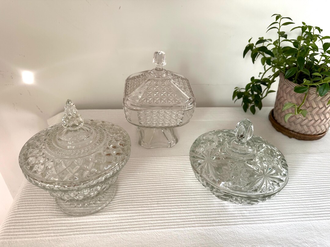 Vintage Lidded Glass Jars - Etsy