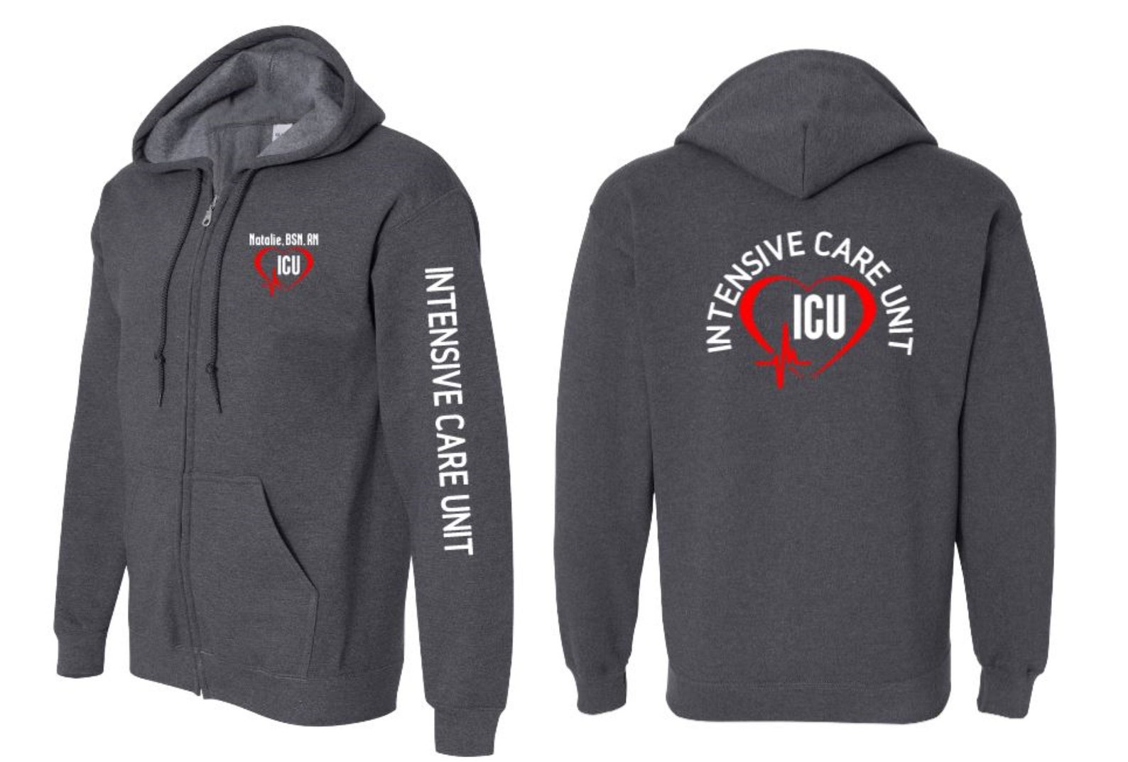 ICU Jacket - Jerzees Unisex Fleece Full Zip-up Hood - Etsy