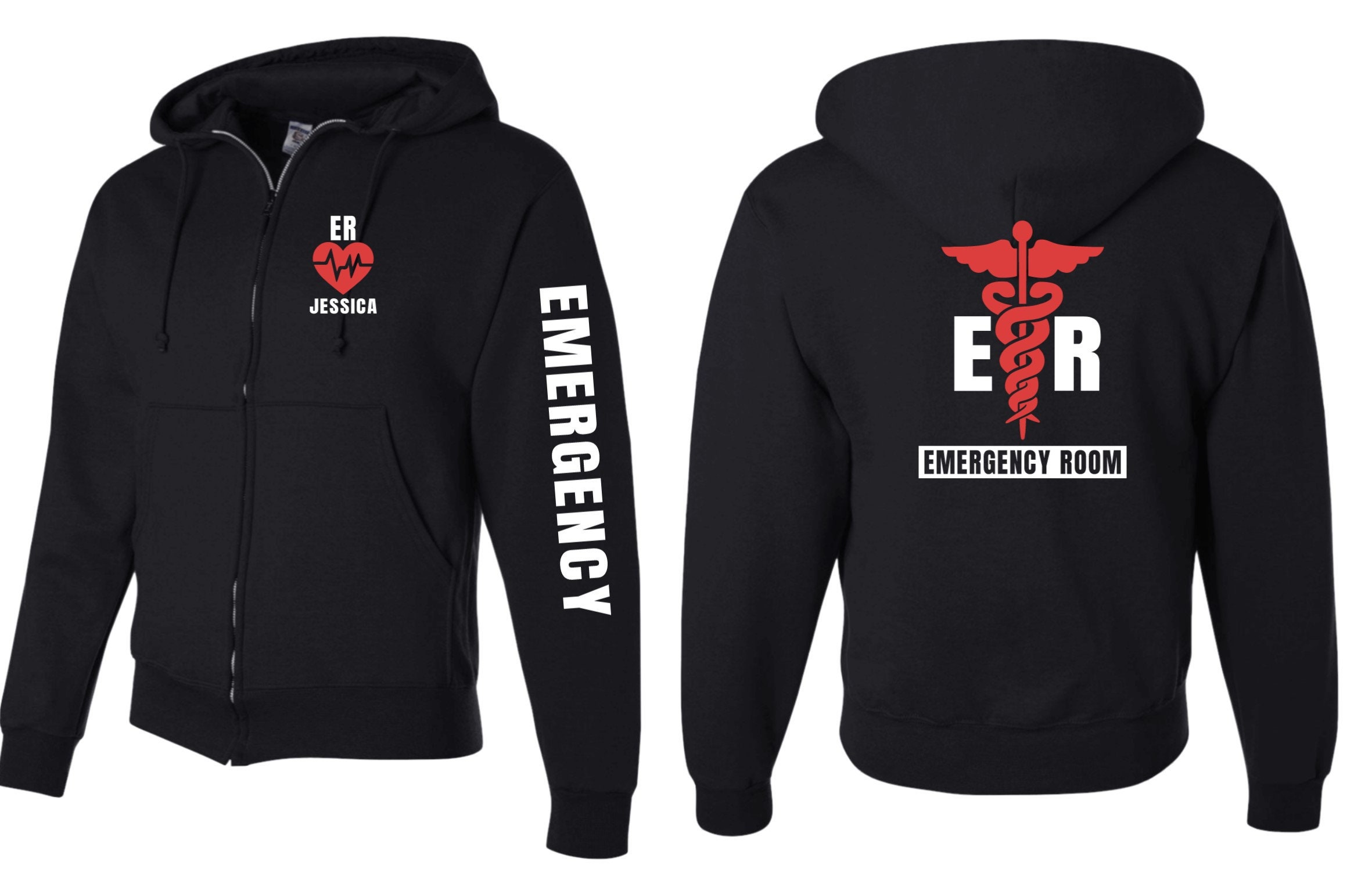 ER Jacket Jerzees Unisex Fleece Full Zip-up Hood - Etsy