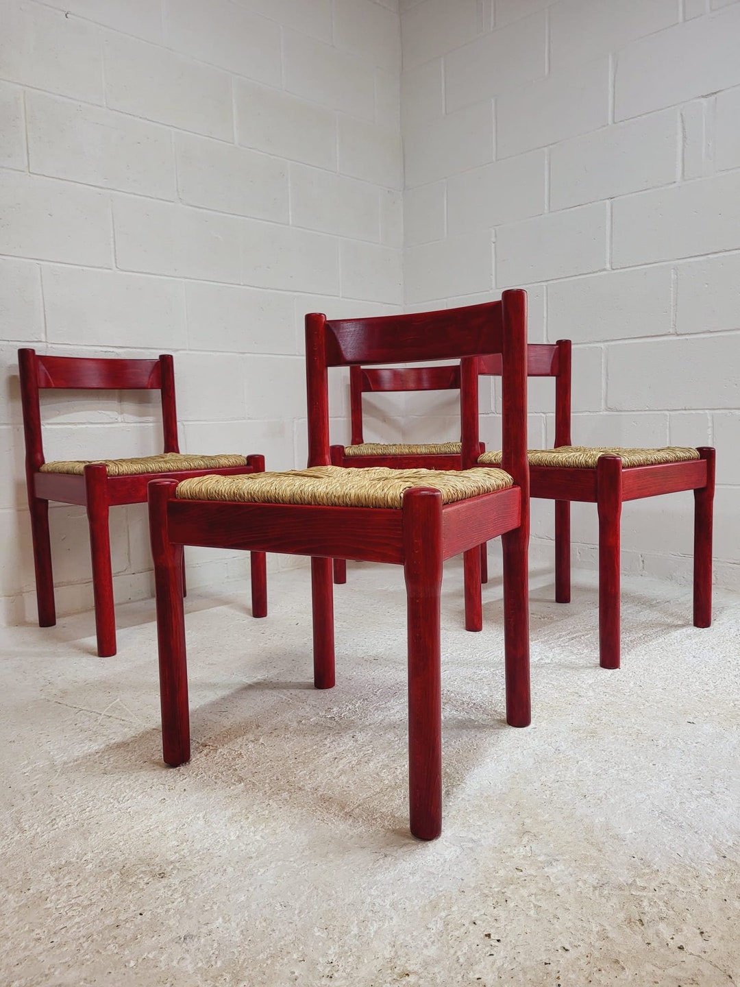 Red Carimate Chairs by Vico Magistretti - Etsy