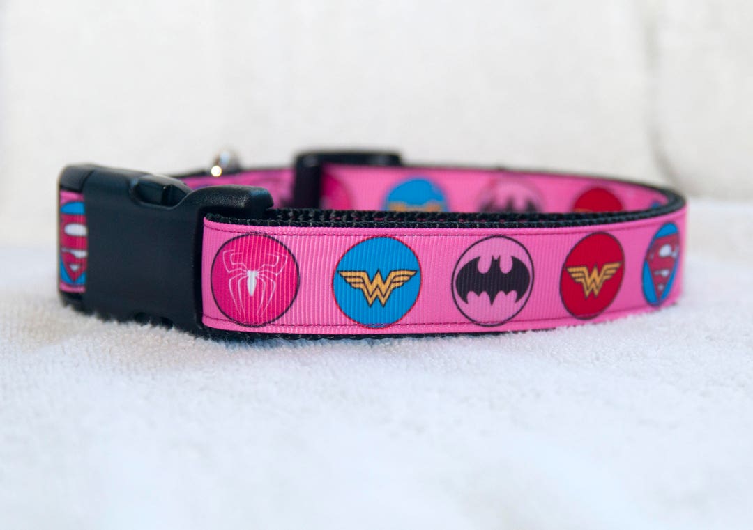 Super Hero Pink 1" Dog Collar - Etsy