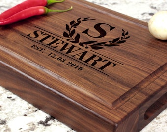 Personalized Engraved Chopping Block With Minimalist Monogram | Etsy