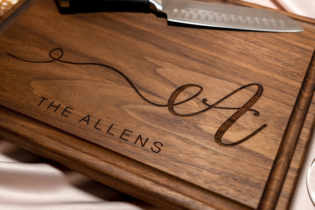 Personalized, Engraved Cutting Board With Minimalist Initial Monogram ...