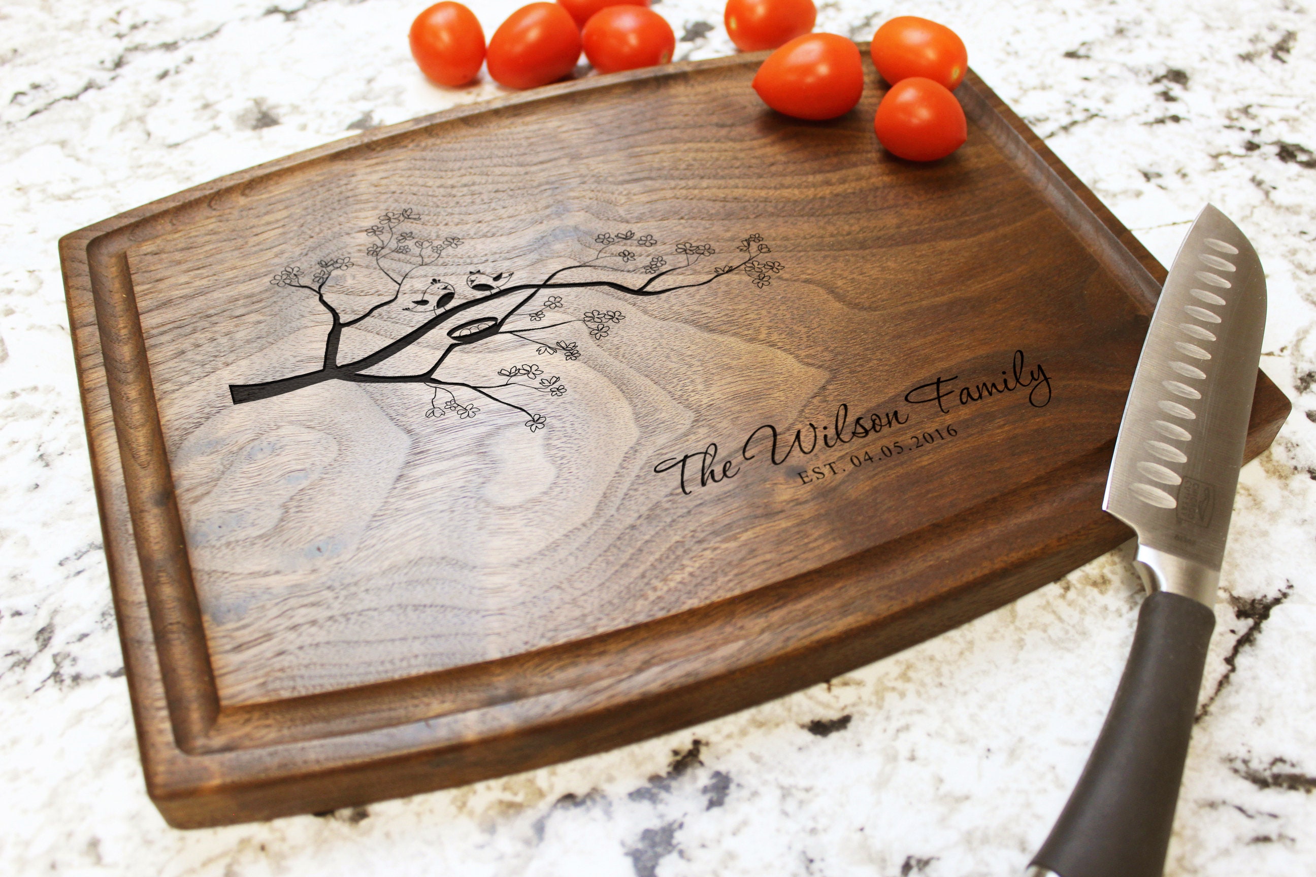 Personalized Engraved Cutting Board With Cute Lovebirds - Etsy