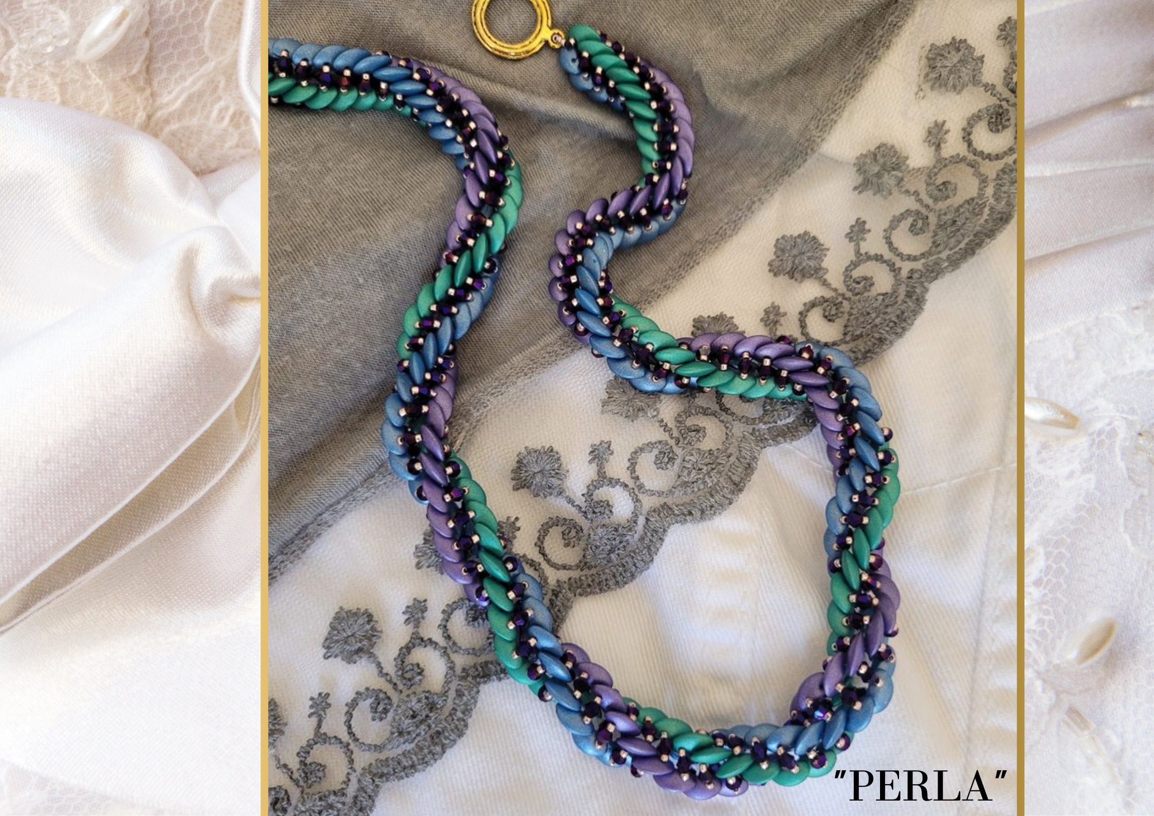 Beading Tutorial "perla Necklace" -2 Hole Mobyduo,pearl Bead, Seed ...
