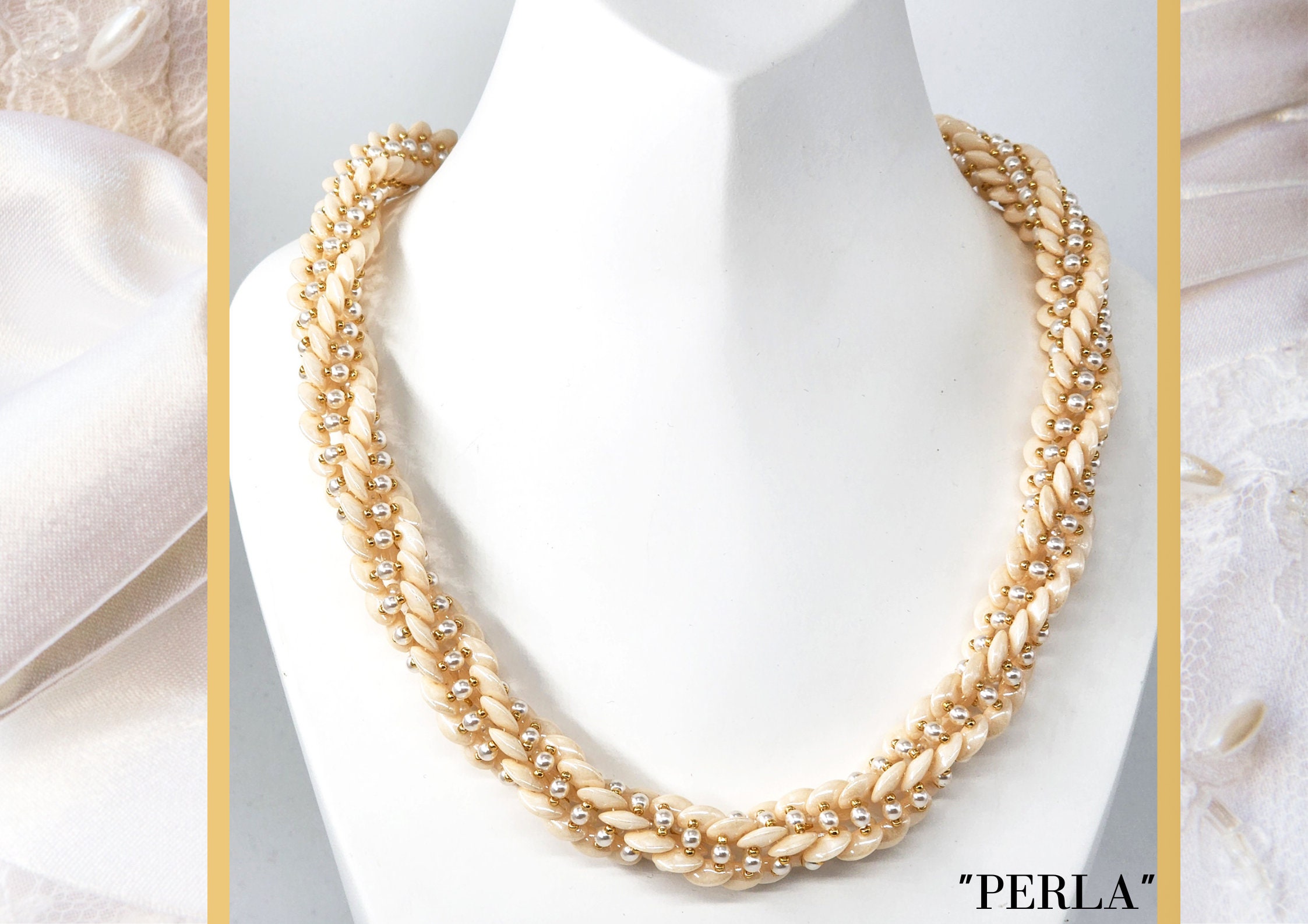 Beading Tutorial "perla Necklace" -2 Hole Mobyduo,pearl Bead, Seed ...