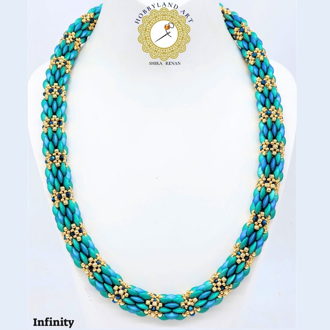 Beading Tutorial infinity Necklace 2 Hole - Etsy Israel