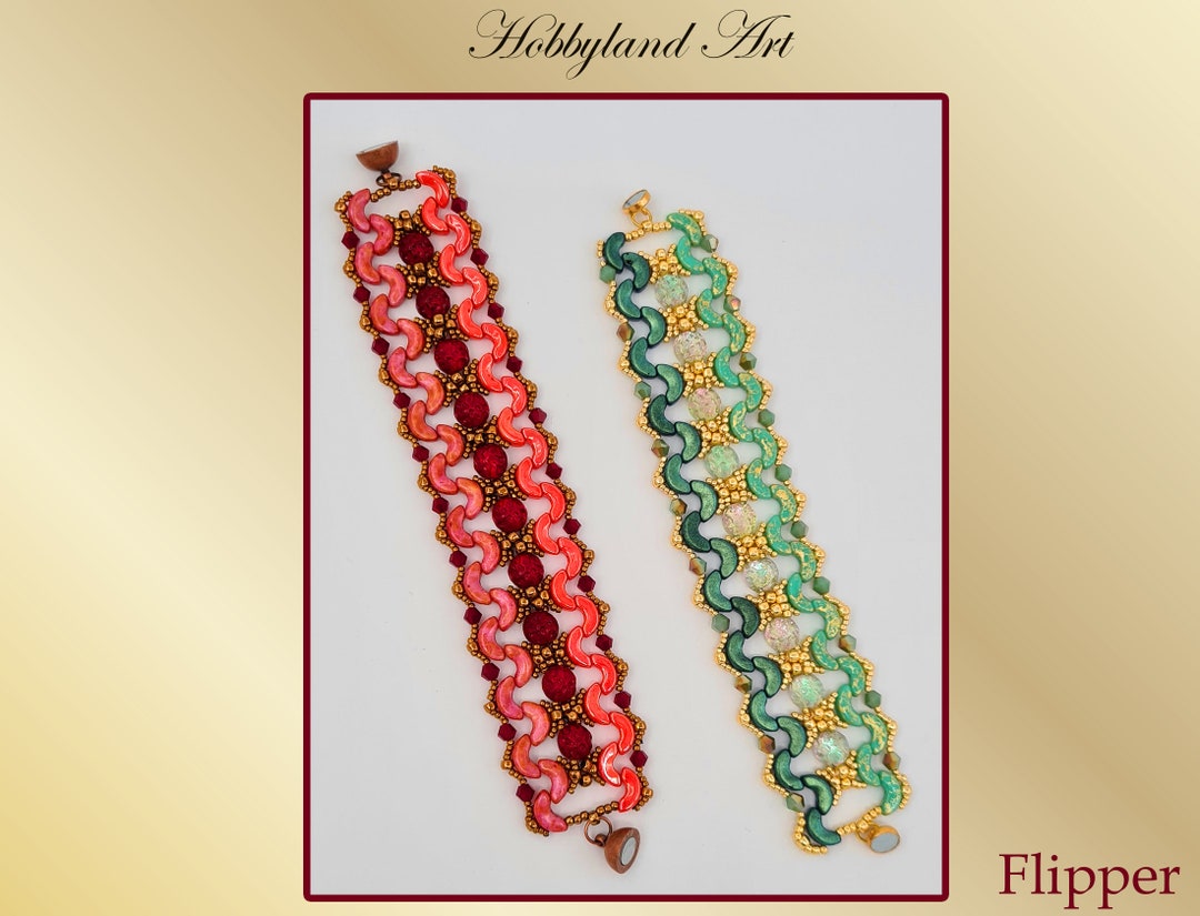 Flipper Bracelet -beading Tutorial-arcos Par Puca ,crystal Bead,seed ...