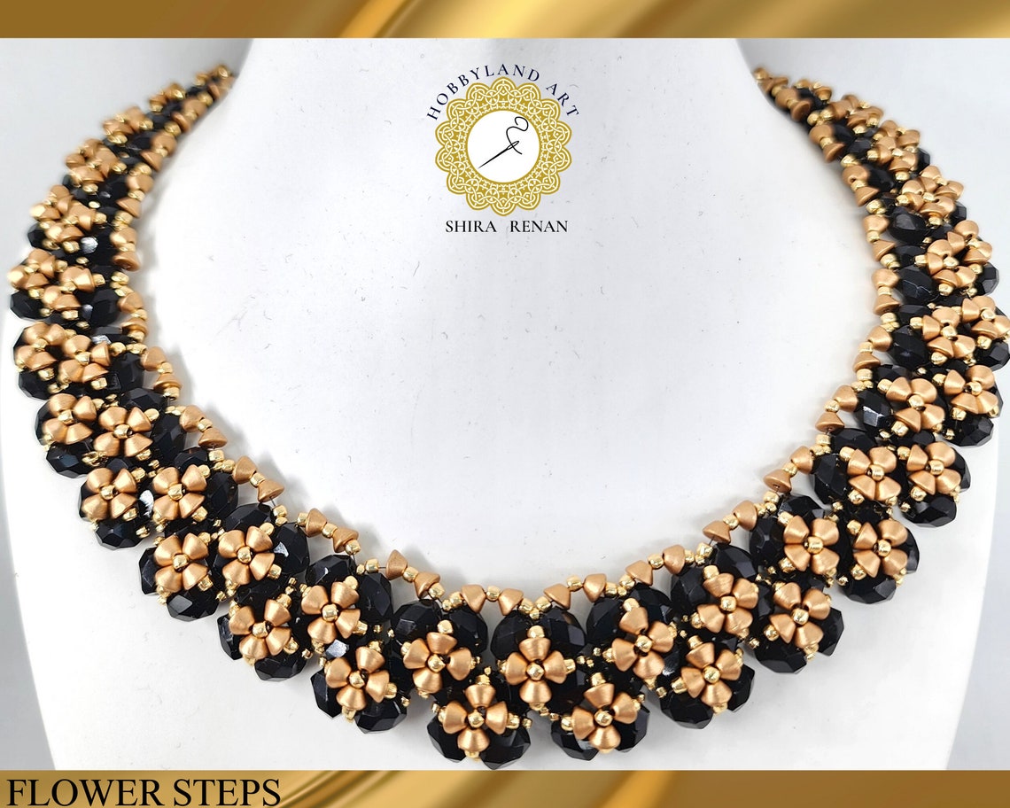 Flower Steps Necklace-beading Tutorial-seed Beadbaros Bead - Etsy