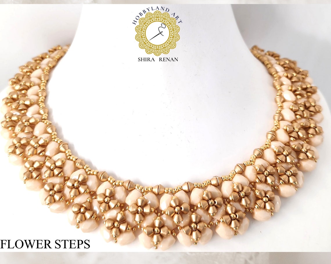 Flower Steps Necklace-beading Tutorial-seed Beadbaros Bead - Etsy