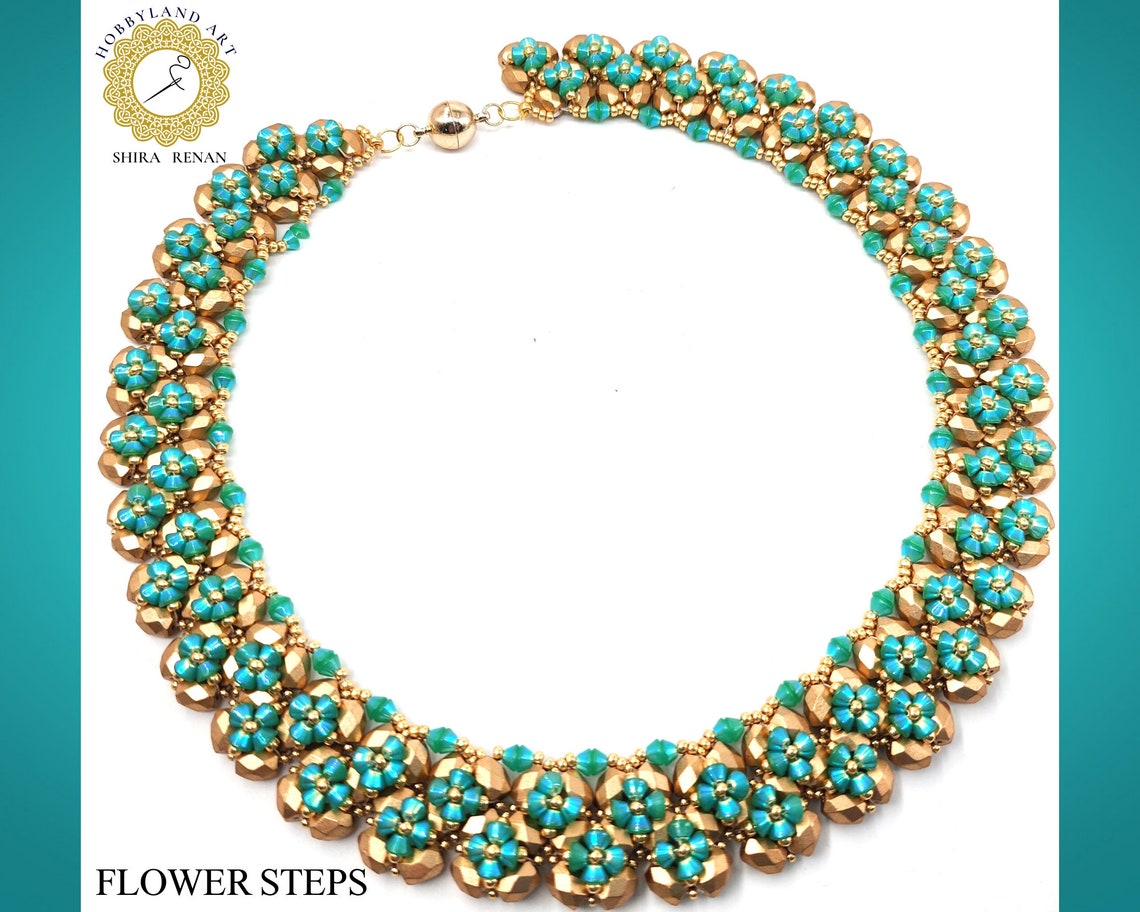 Flower Steps Necklace-beading Tutorial-seed Bead,baros Bead Puca ,konos ...
