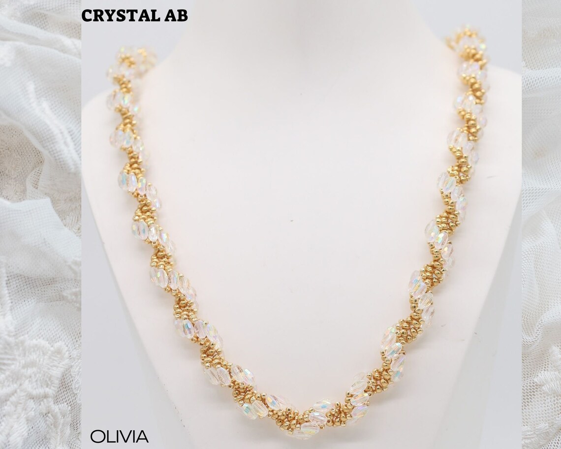 Olivia Necklace Spiral -beading Tutorial-seed Bead,olive Bead-czech ...