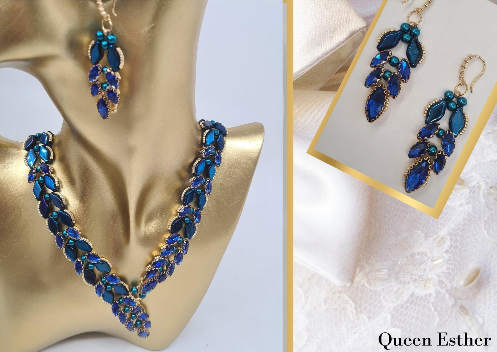 Beading Tutorial queen Esther Necklace and Earring-seed Beads - Etsy