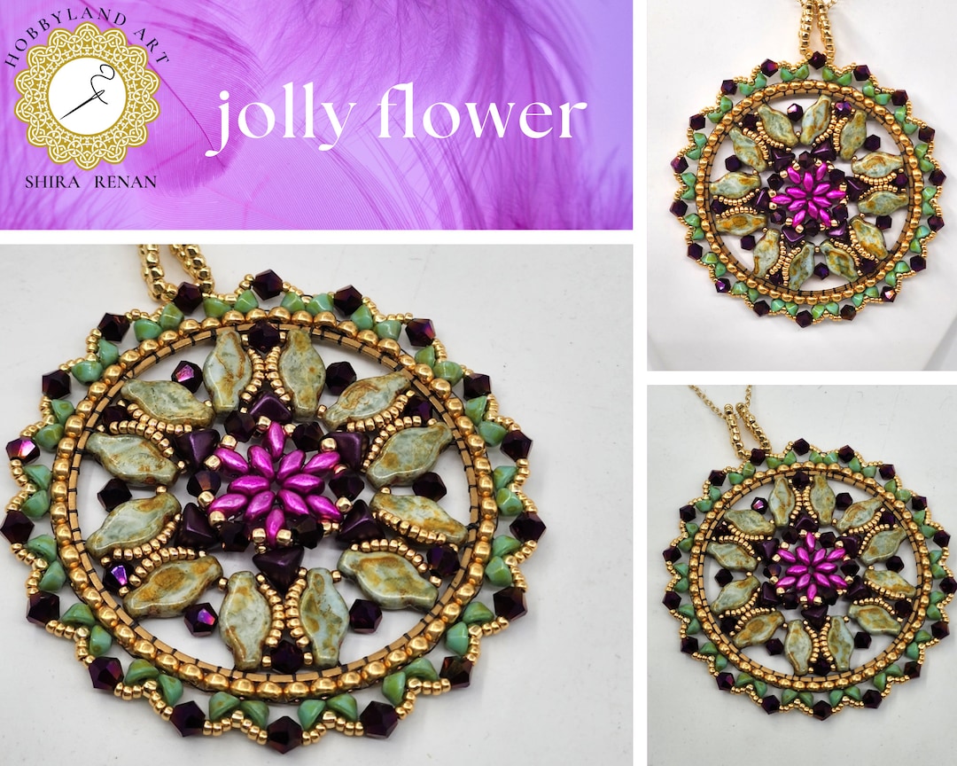 Jolly Flower -pendant&ornament Beaded Pattern Tutorial by Shire Renan ...