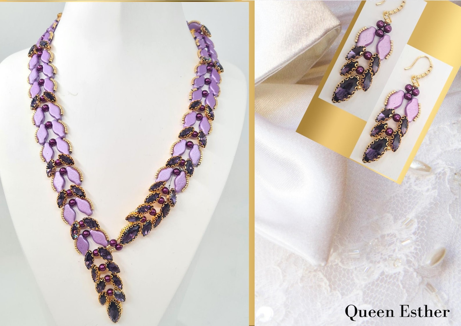 Beading Tutorial queen Esther Necklace and Earring-seed Beads - Etsy