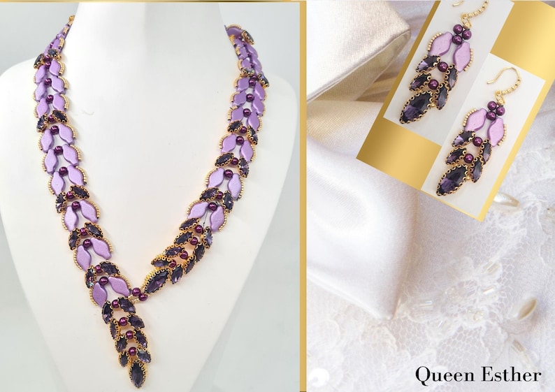 Beading Tutorial queen Esther Necklace and Earring-seed Beads - Etsy