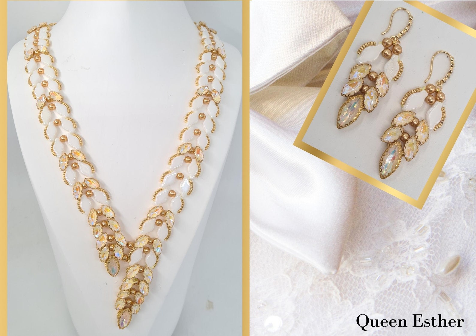 Beading Tutorial -queen Esther Necklace and Earring-seed Beads ,NAVETTE ...