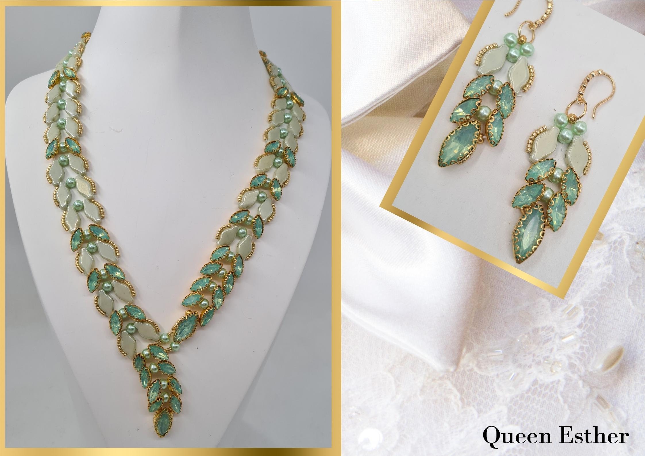 Beading Tutorial -queen Esther Necklace and Earring-seed Beads ,NAVETTE ...