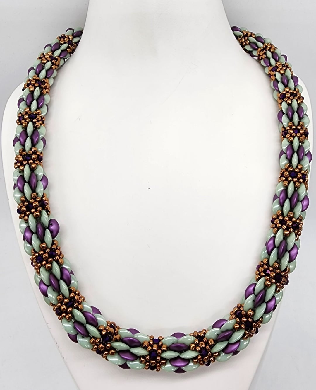 Beading Tutorial infinity Necklace 2 Hole Mobyduo,pearl Bead, Seed ...